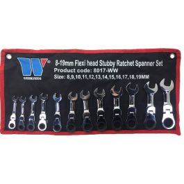 Flexi Head Stubby Ratchet Spanner Set
